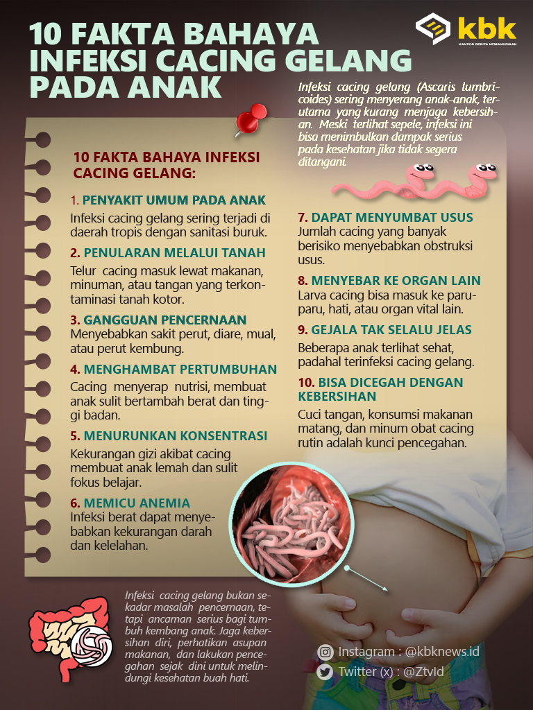10 Fakta Bahaya Infeksi Cacing Gelang pada Anak - KBK | Kantor Berita ...